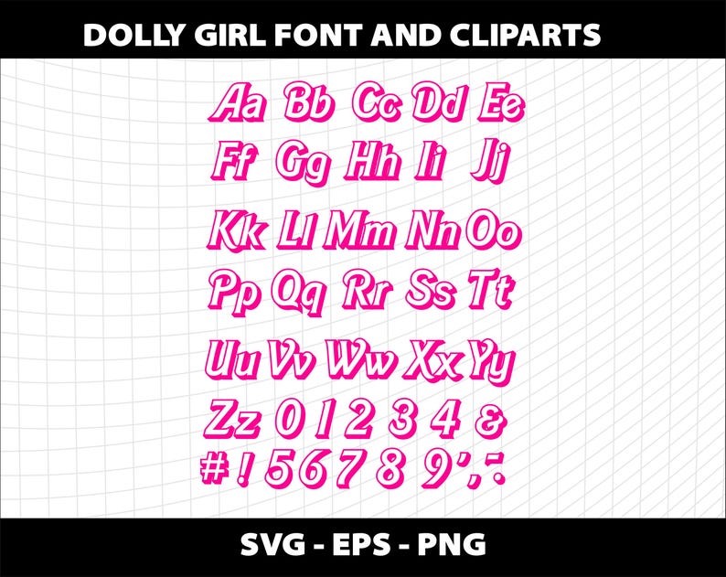Dolly Font Clipart Alphabet Letters Svg Png Girl Font Cricut Mega ...