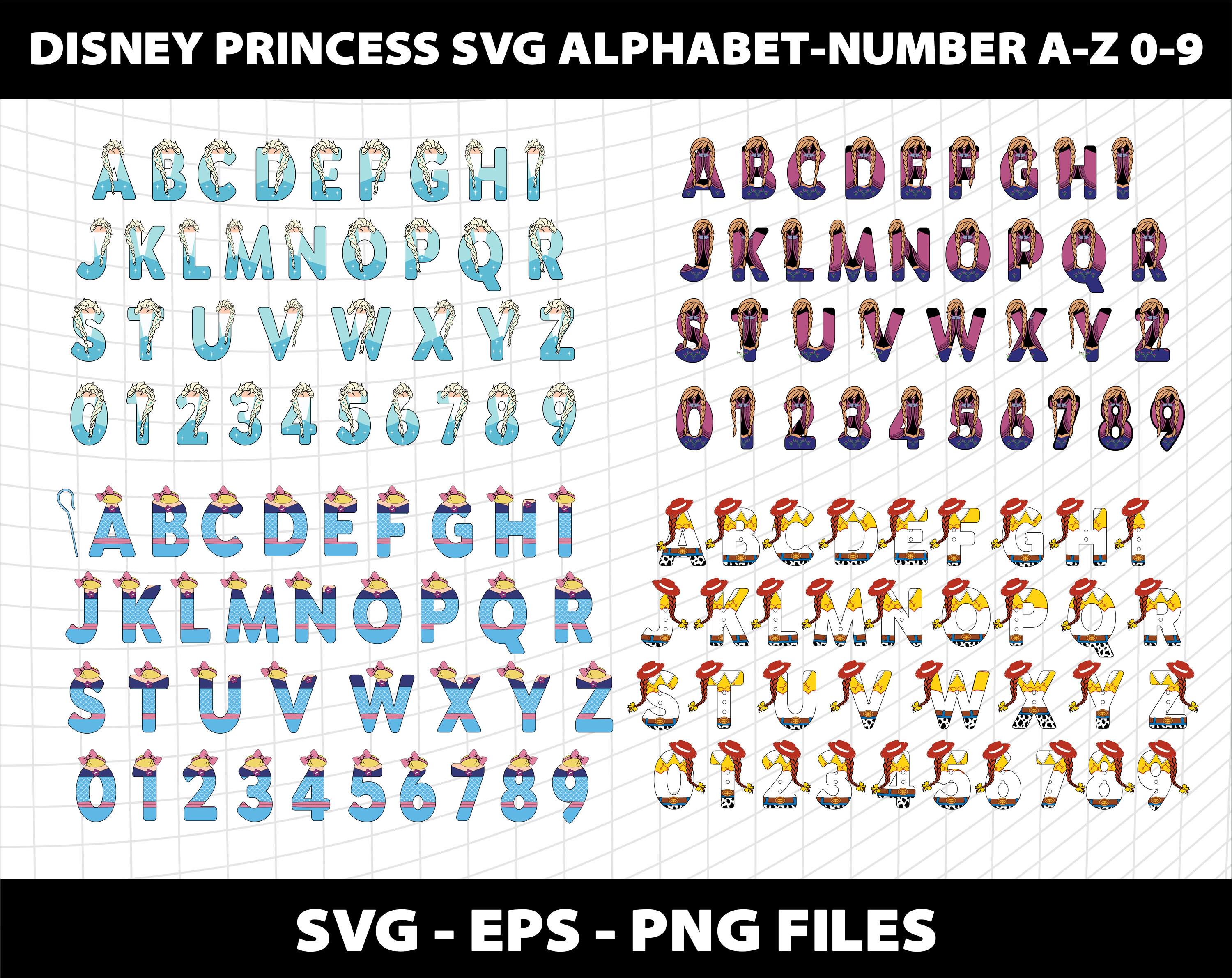 Princess Doodle Alphabet Letters Cliparts Font Svg Png Number Birthday ...