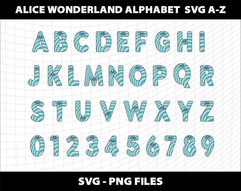 Alice in Wonderland Alphabet Letters Cliparts Font Svg Png Number ...
