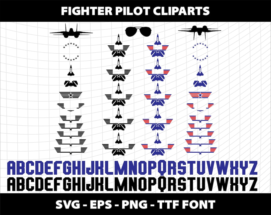 Patriotic American Fighter Pilot Alphabet Letters Font Cliparts Best ...