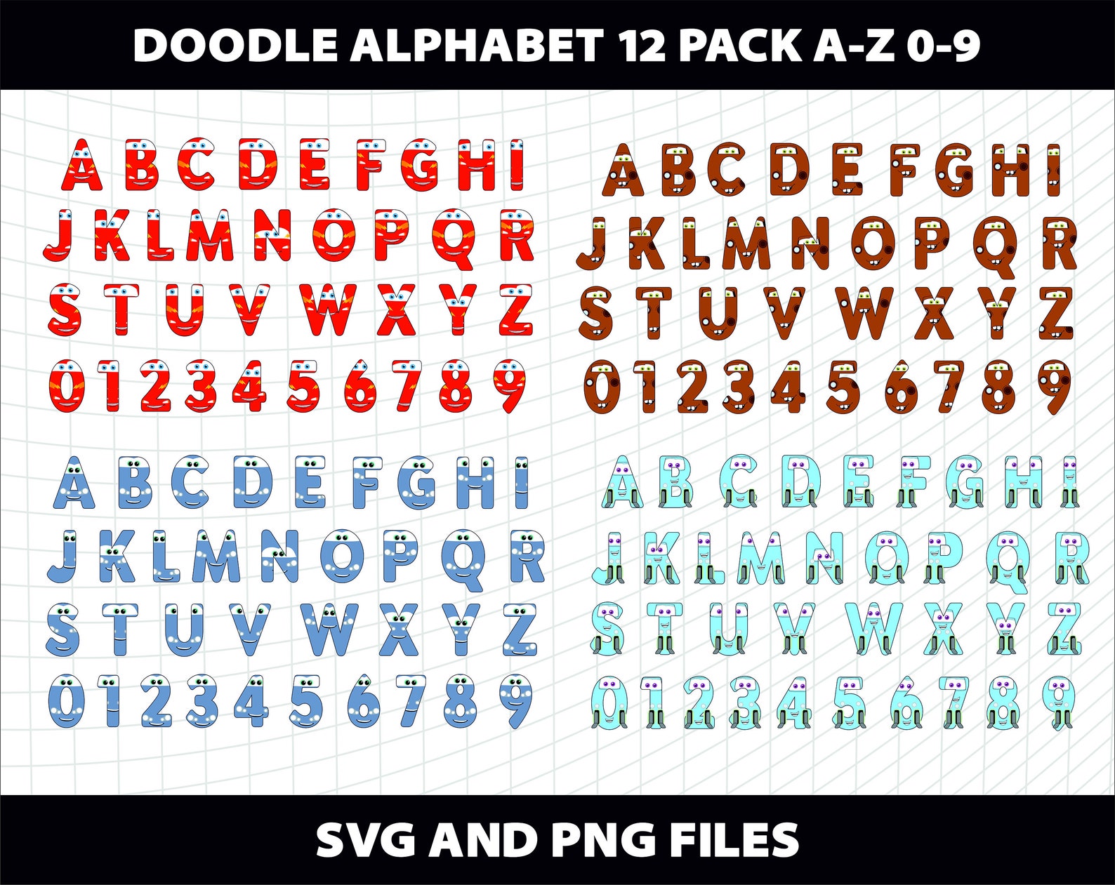 Cars Doodle Alphabet Letters Cliparts Font Svg Png Number Birthday ...