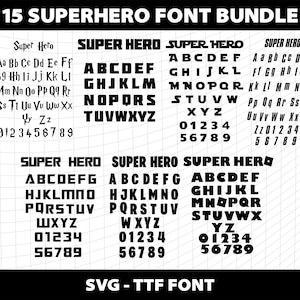 Super Hero Font Bundle SVG TTF Alphabet Letters Cricut Silhouette ...