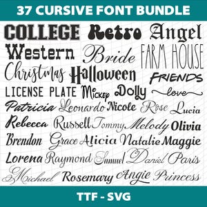 Font Bundle 37 Font Cricut Cutting Varsity Christmas College Friends ...