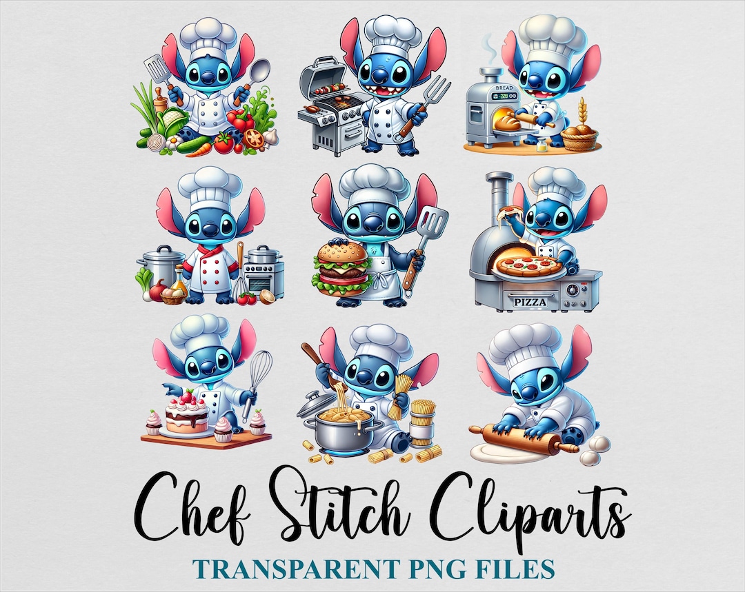 Stitch Chef Cliparts PNG Chef Cooking Restaurant Bundle Template Design ...