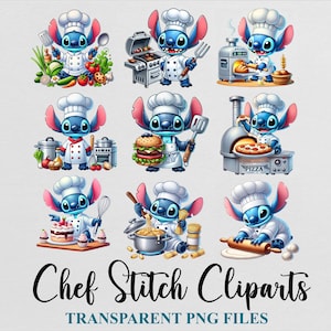 Stitch Chef Cliparts PNG Chef Cooking Restaurant Bundle Template Design ...