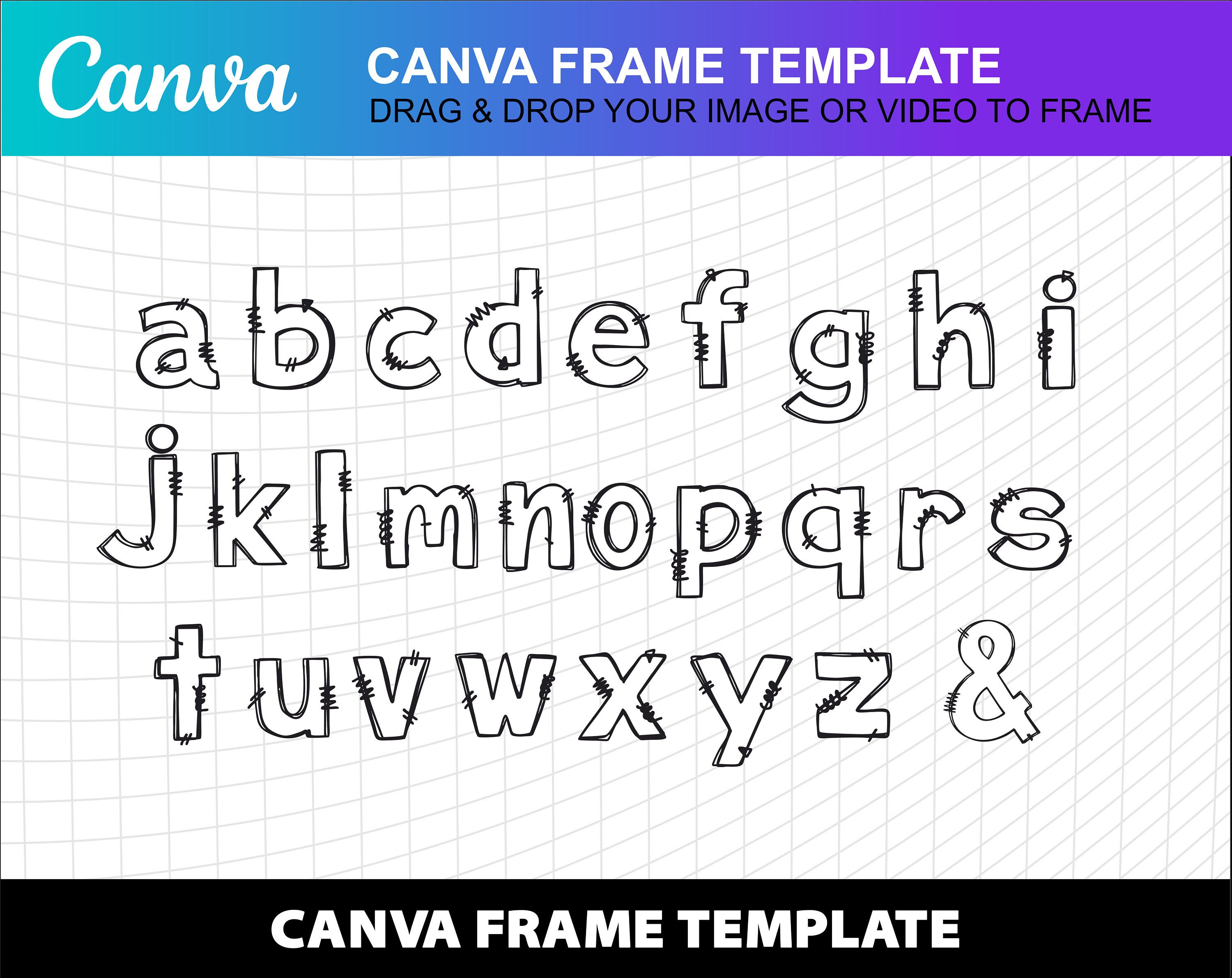 Canva Doodle Letters Alphabet Frame Template Blank Letters Transparent ...