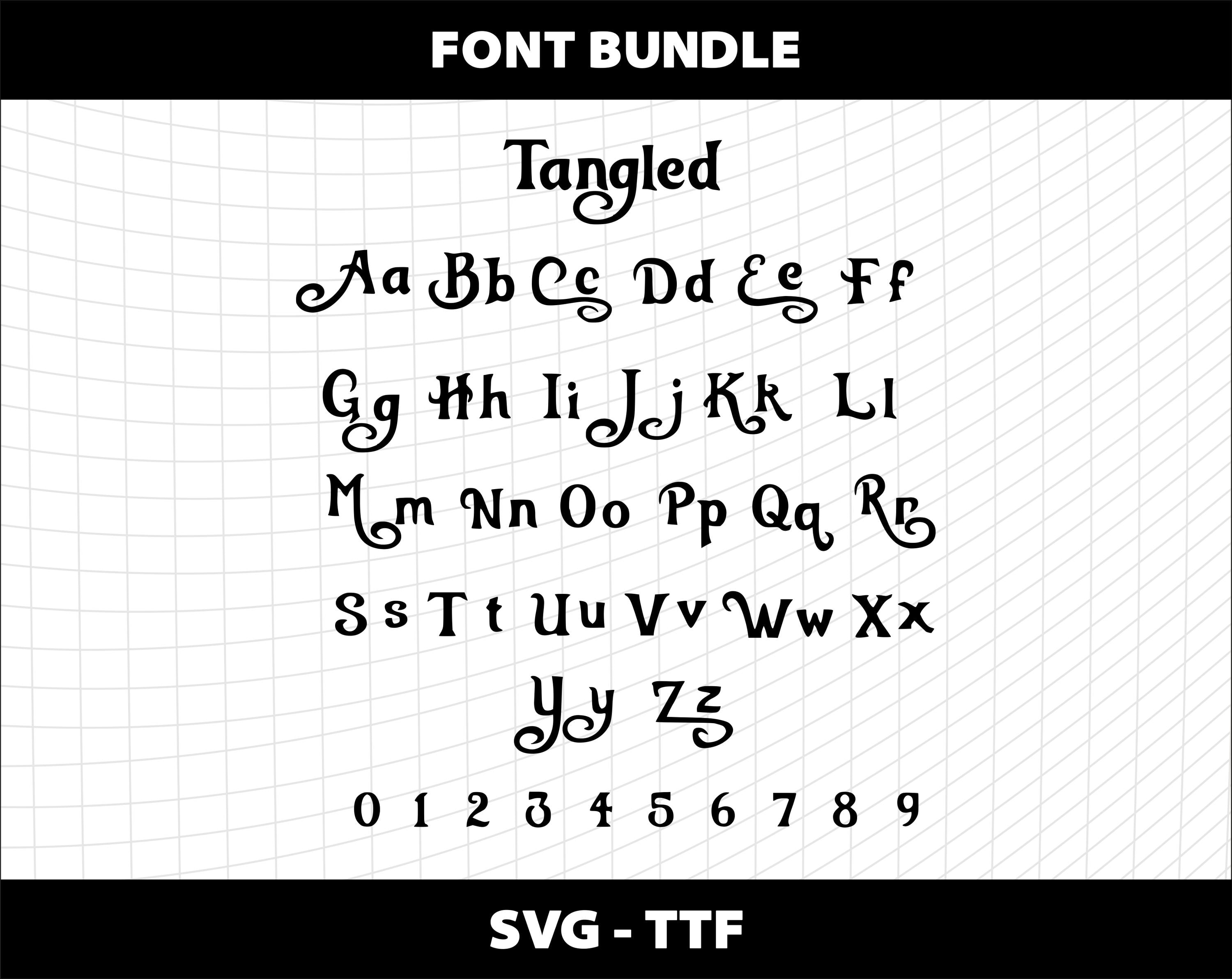 Cartoon Font Bundle SVG TTF Cricut Cutting Canva Invitation Princess ...