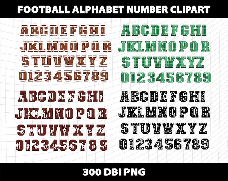 Football Varsity Doodle Alphabet Letters Cliparts Font Png Letters ...