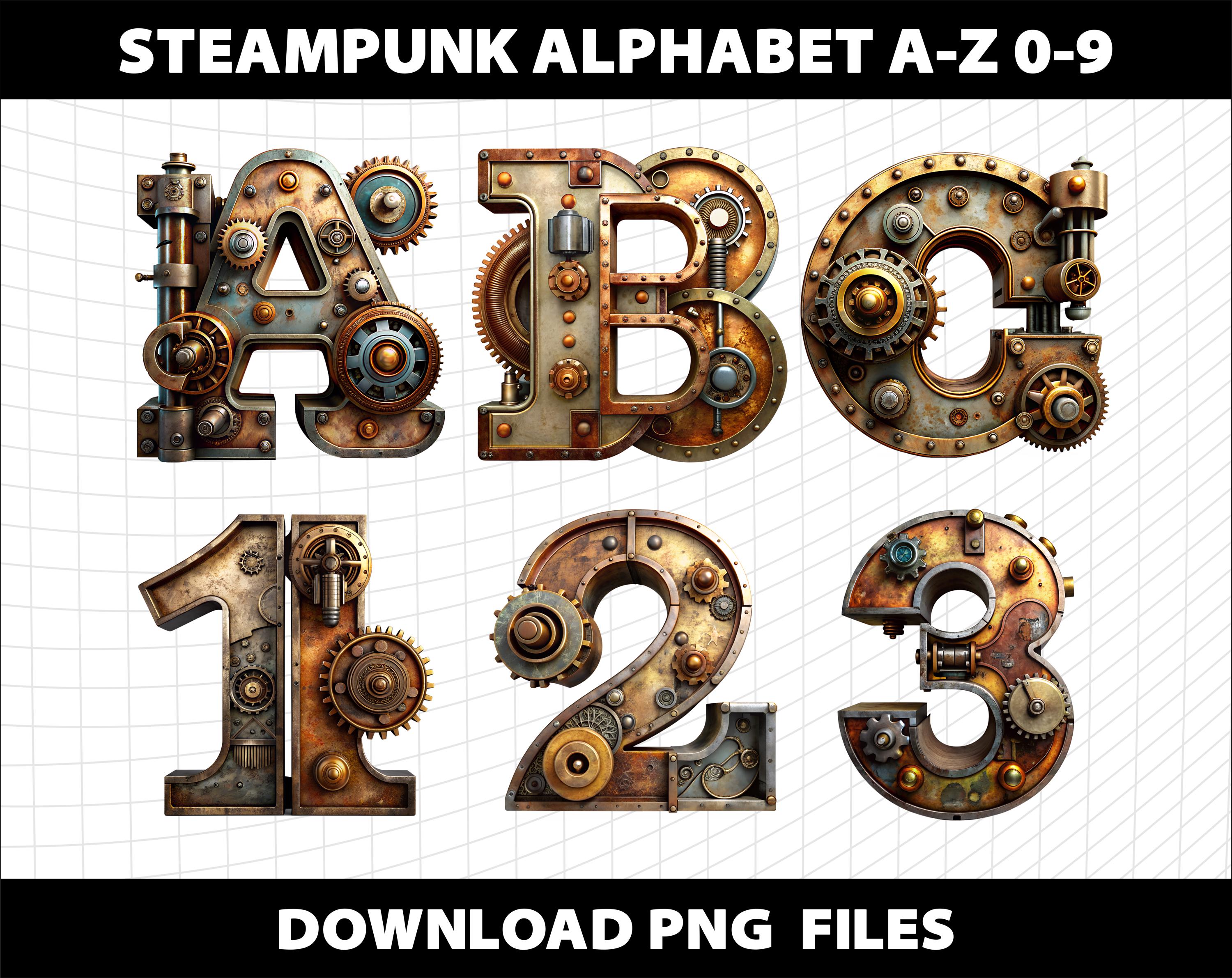Machine Letters Alphabet Font Cliparts Vintage Old Antique Png Template ...