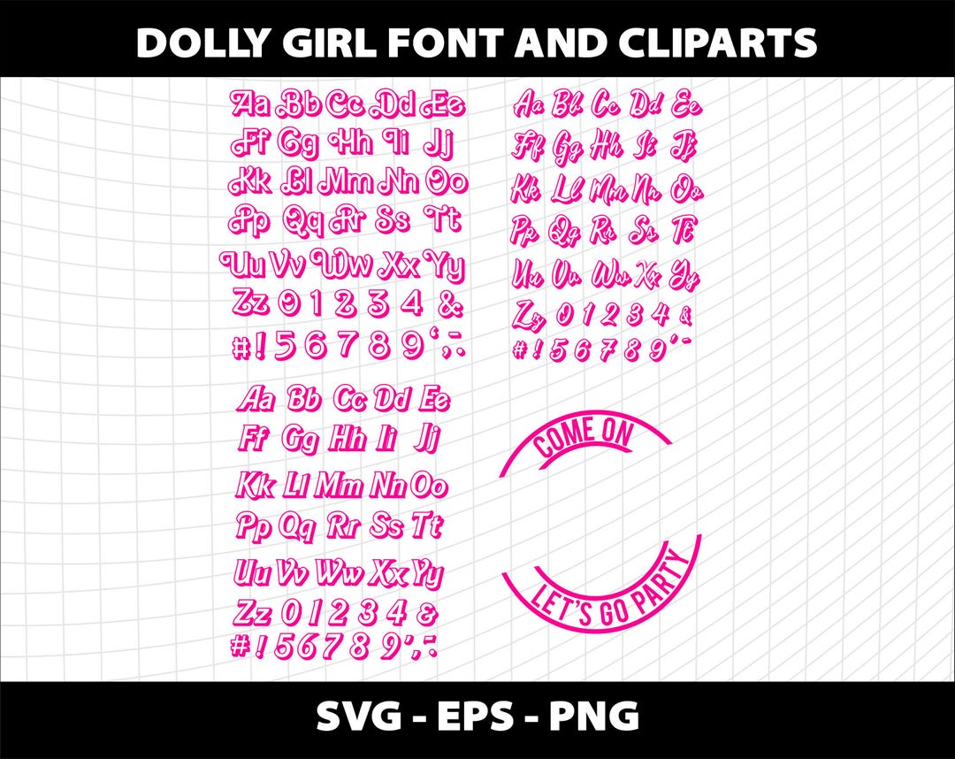 Dolly Font Clipart Alphabet Letters Svg Png Girl Font Cricut Mega ...