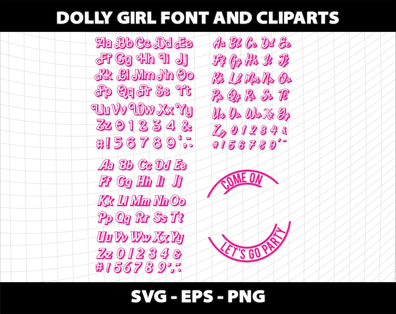 Dolly Font Clipart Alphabet Letters Svg Png Girl Font Cricut Mega ...