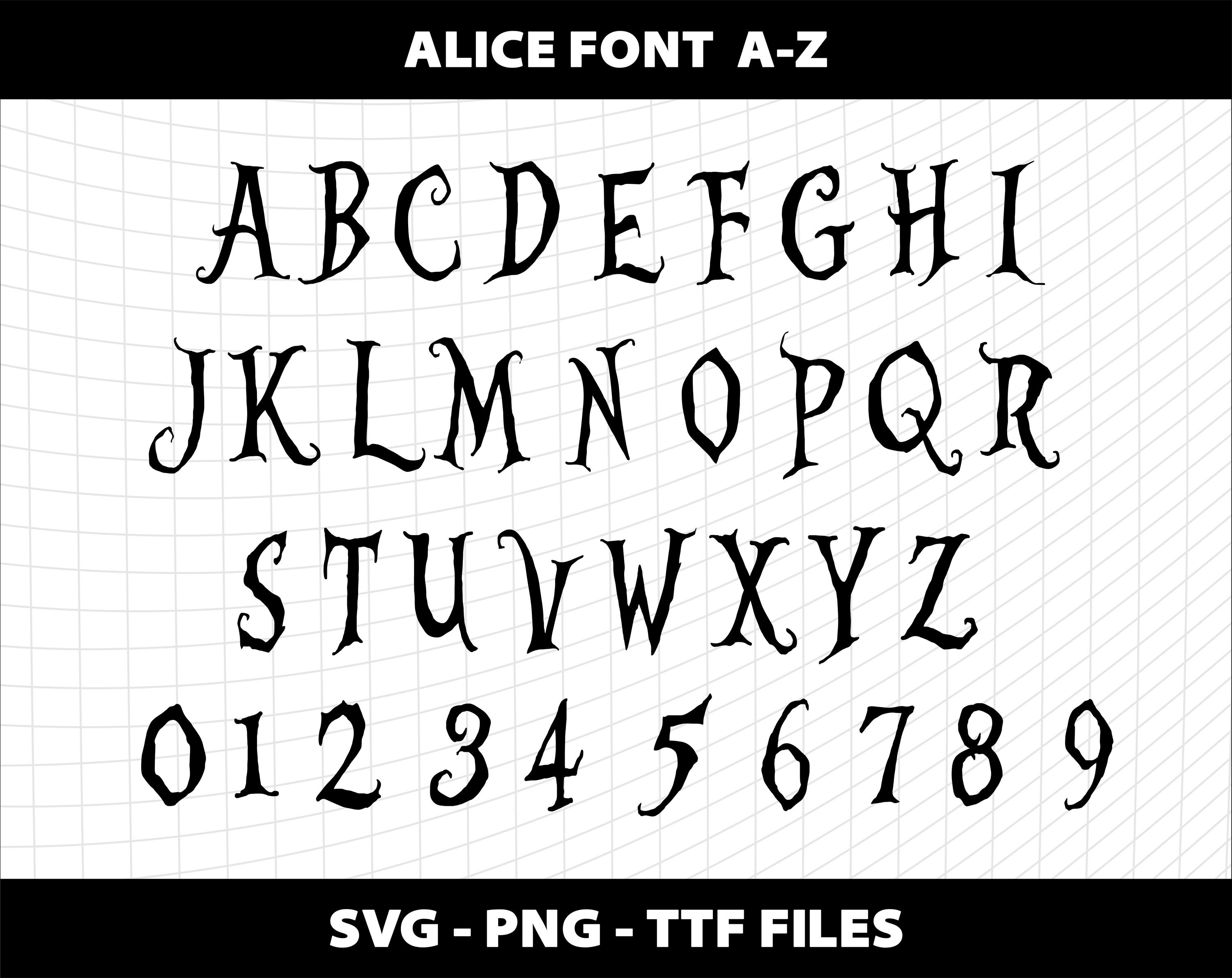 Alice in Wonderland Alphabet Letters Cliparts Font Svg Png Number ...