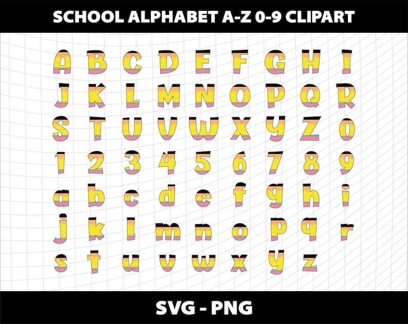 School Doodle Alphabet Letters Cliparts Font Png Letters Number Design ...