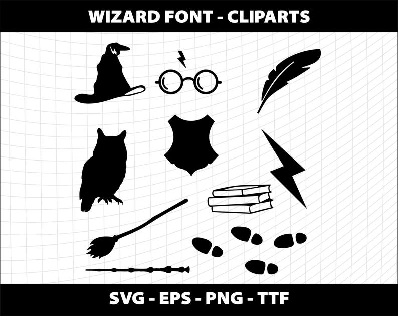 Wizard School Magic Font Svg Ttf Png Alphabet Letters Halloween Font ...