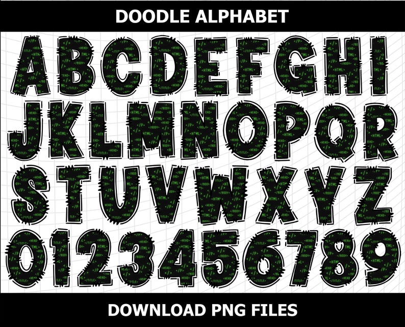 Doodle Alphabet Coding Web Developer Programmer Software Engineer