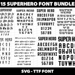 Super Hero Font Bundle SVG TTF Alphabet Letters Cricut Silhouette ...