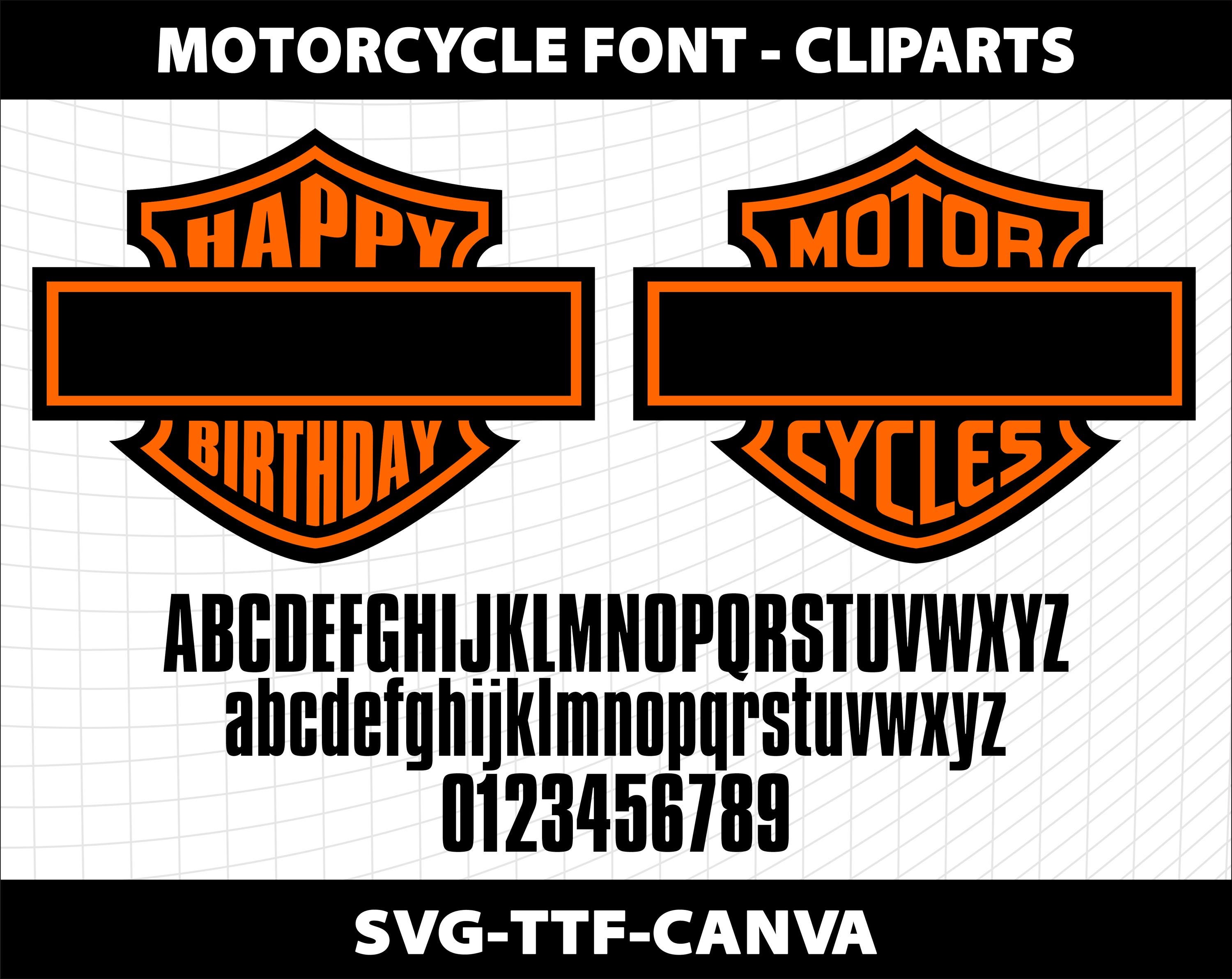 Motorcycle Logo Font Cliparts Svg Png Canva Birthday Custom Name Text T ...
