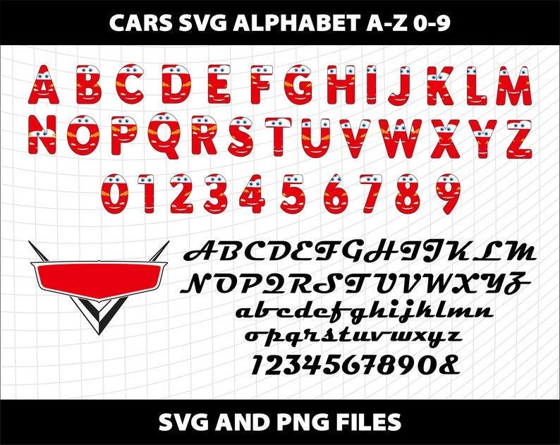 Cars Alphabet Letters Clipart Font Svg Png Number Birthday Party Design ...