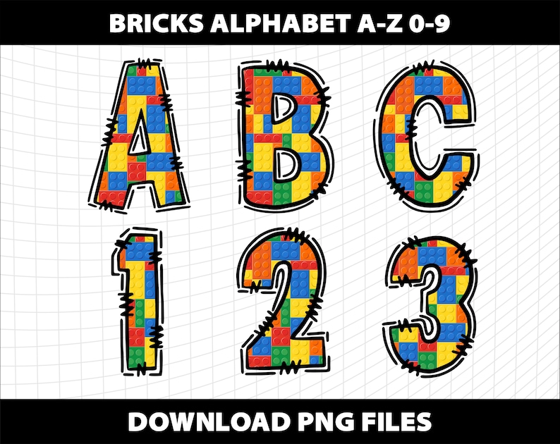 Doodle Bricks Alphabet Png Toy Block Alphabet Letters Font Birthday ...