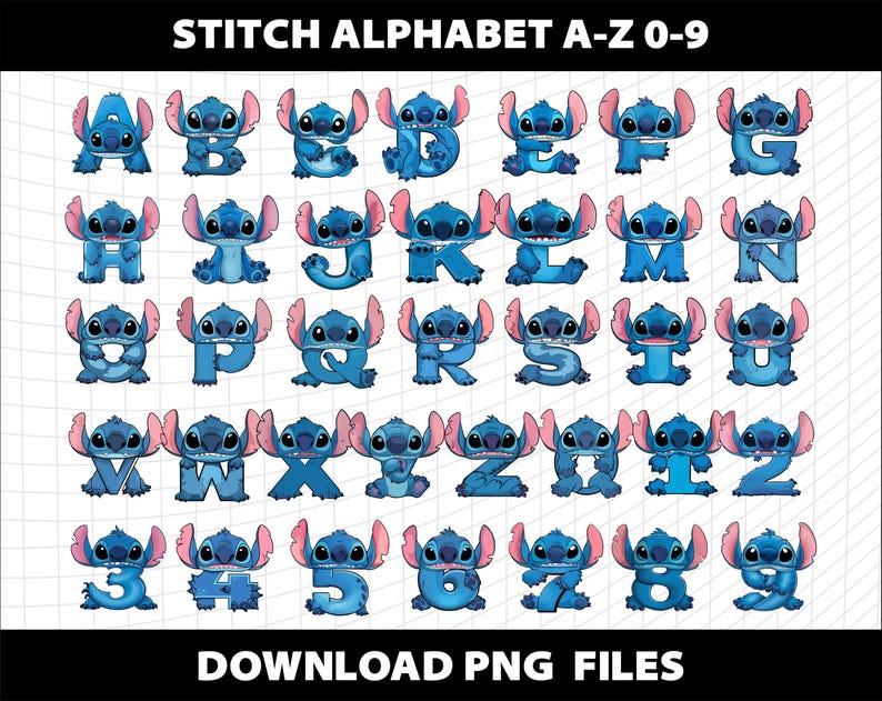 Stitch Alphabet Letters Font Cliparts Png Birthday Numbers ...