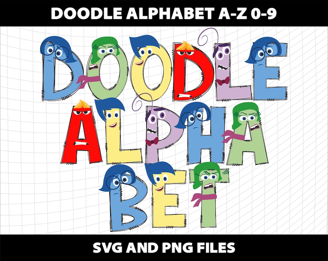 Doodle Alphabet Insideout 2 Letters Cliparts Font Svg Png Birthday ...