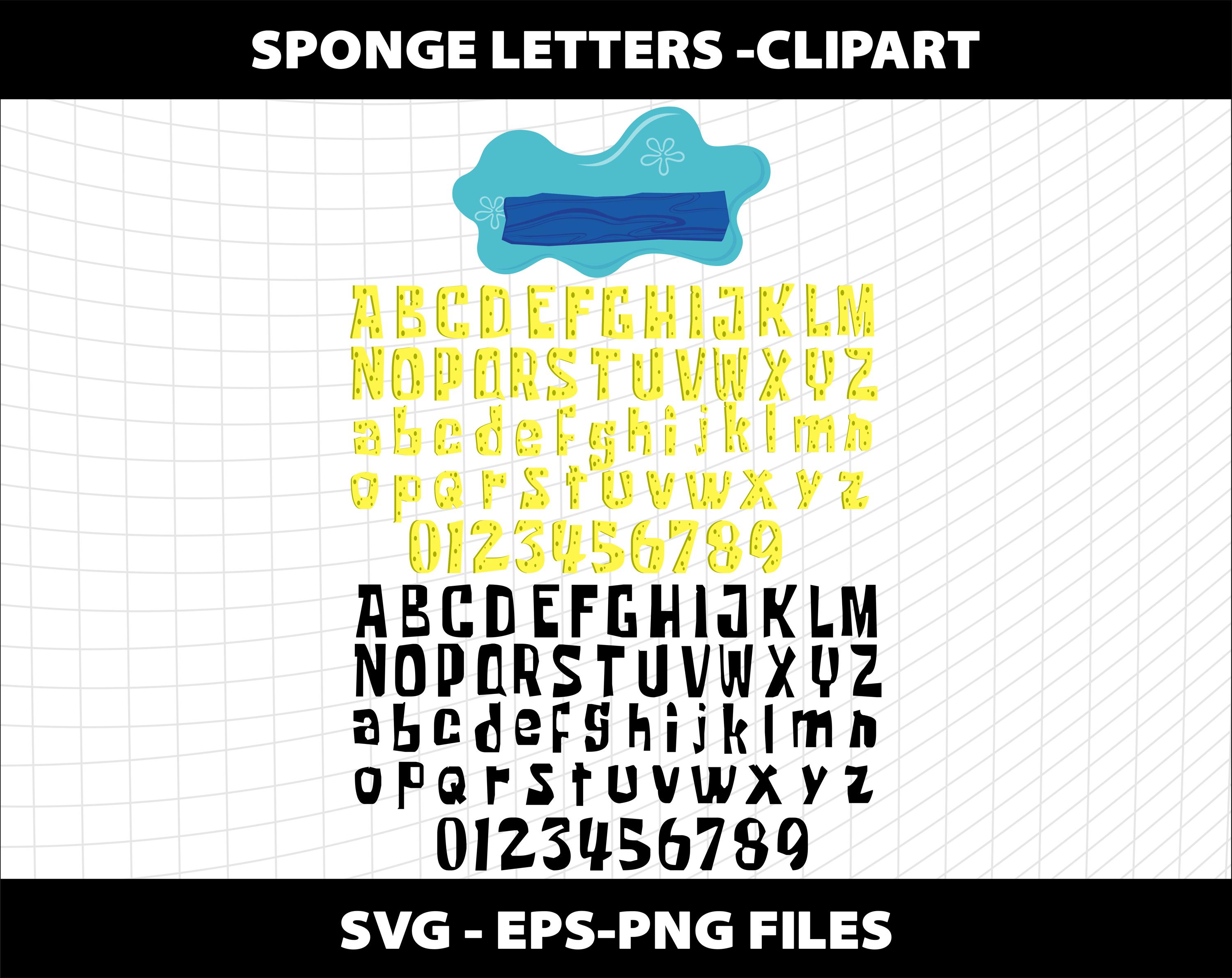 Sponge Alphabet Letters Cliparts Sponge Font Svg Png Birthday Party ...