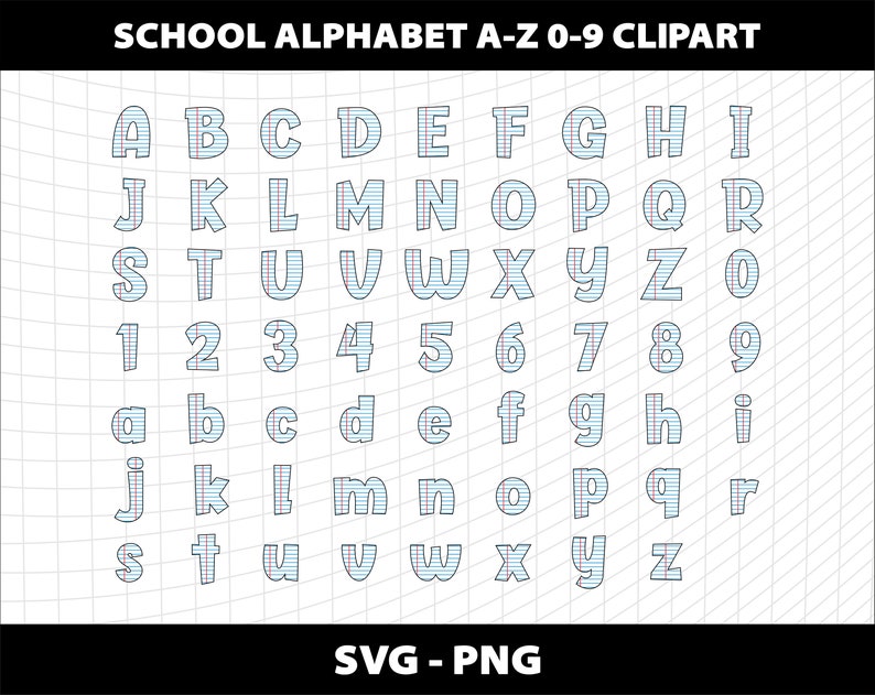 School Doodle Alphabet Letters Cliparts Font Png Letters Number Design ...