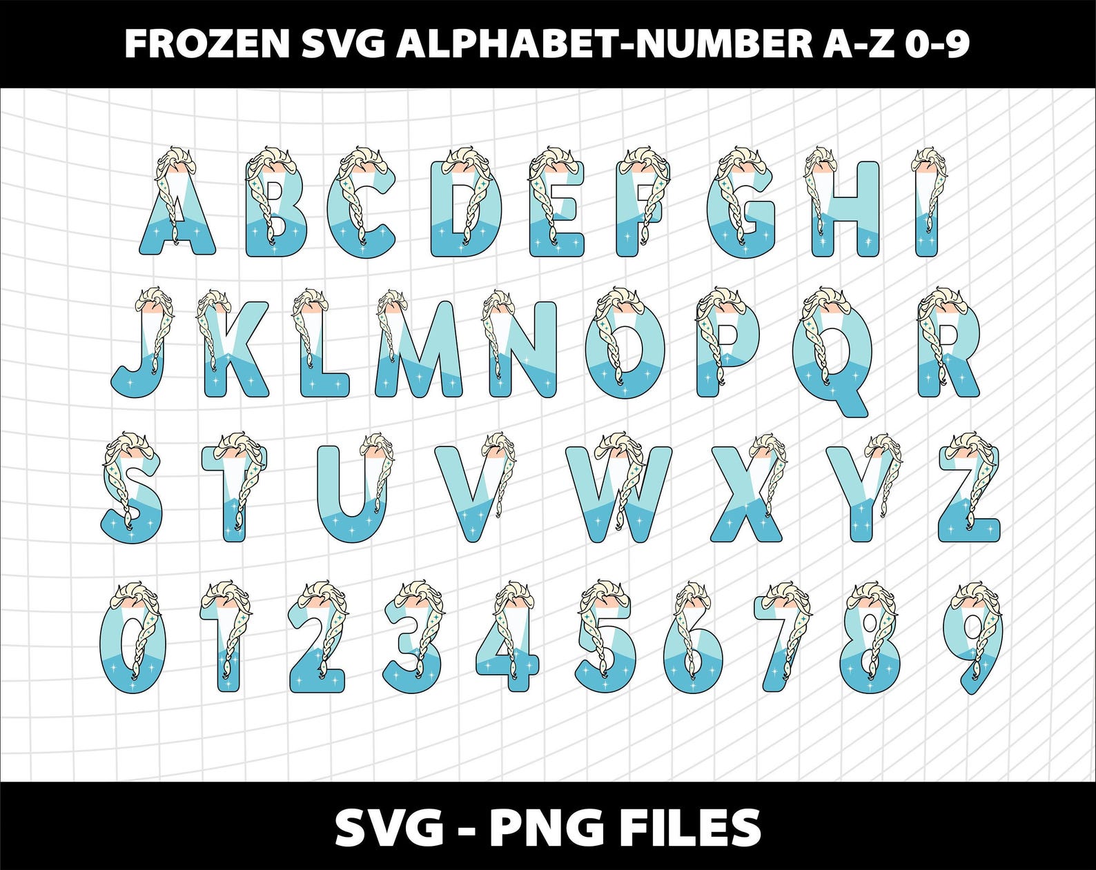 Frozen Doodle Alphabet Letters Cliparts Font Svg Png Number Birthday ...