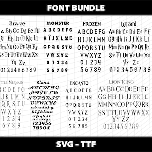 Cartoon Font Bundle SVG TTF Cricut Cutting Canva Invitation Princess ...
