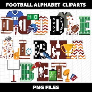 Football Varsity Doodle Alphabet Letters Cliparts Font Png Letters ...