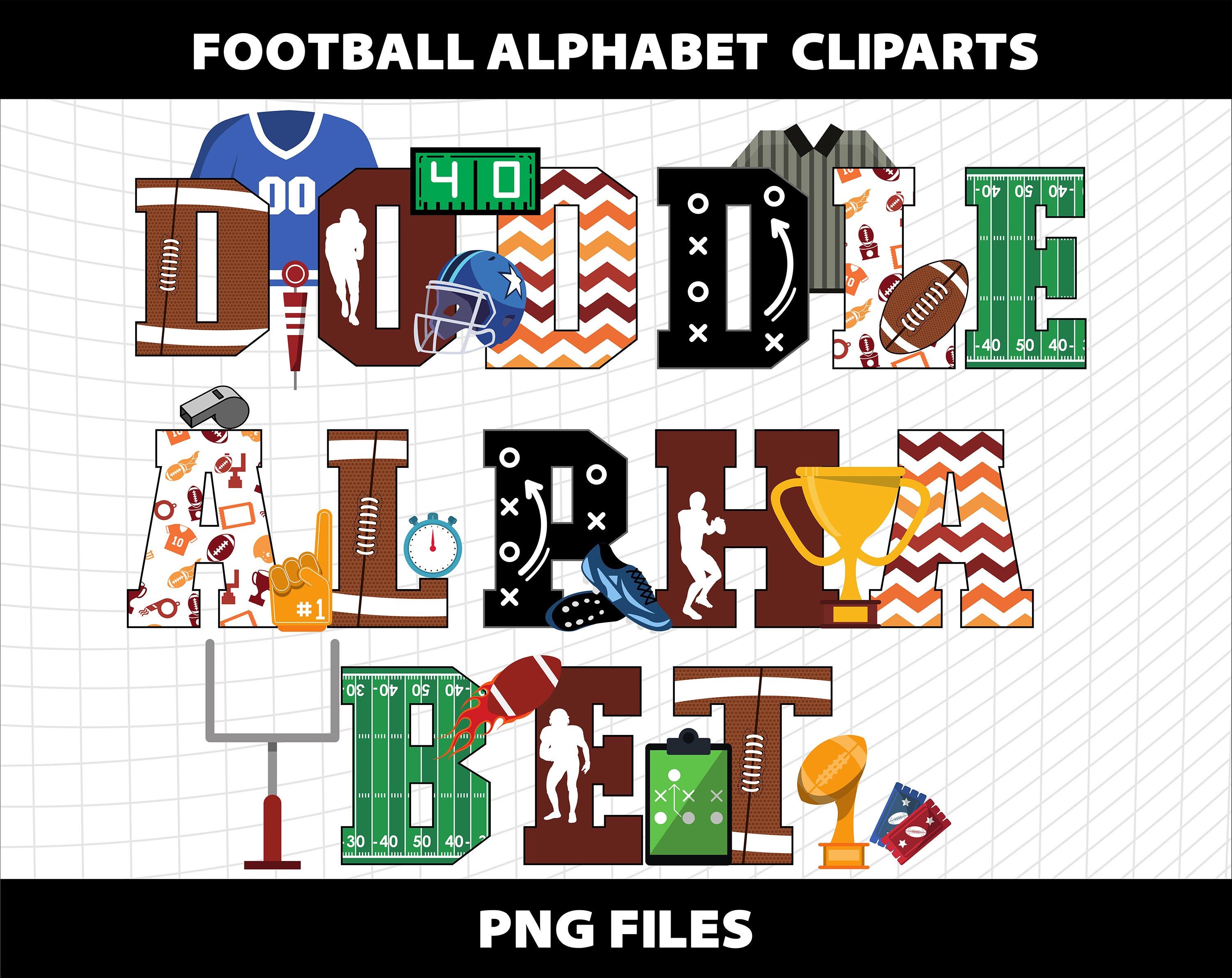 Football Varsity Doodle Alphabet Letters Cliparts Font Png Letters ...