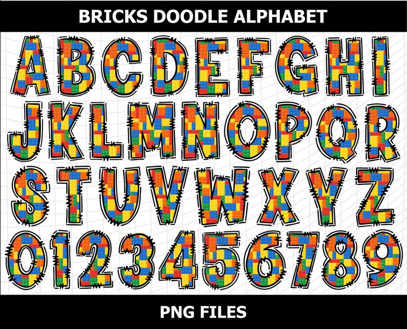 Doodle Bricks Alphabet Png Toy Block Alphabet Letters Font Birthday ...