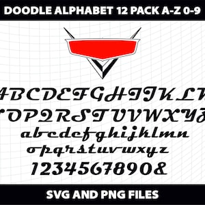 Cars Doodle Alphabet Letters Cliparts Font Svg Png Number Birthday ...
