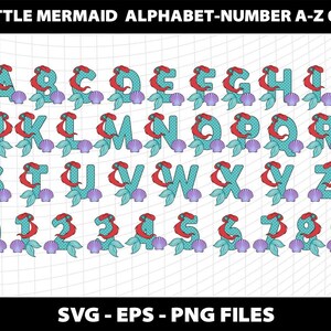 Little Mermaid Svg Png Alphabet Font Letters Princess Ariel Birthday ...