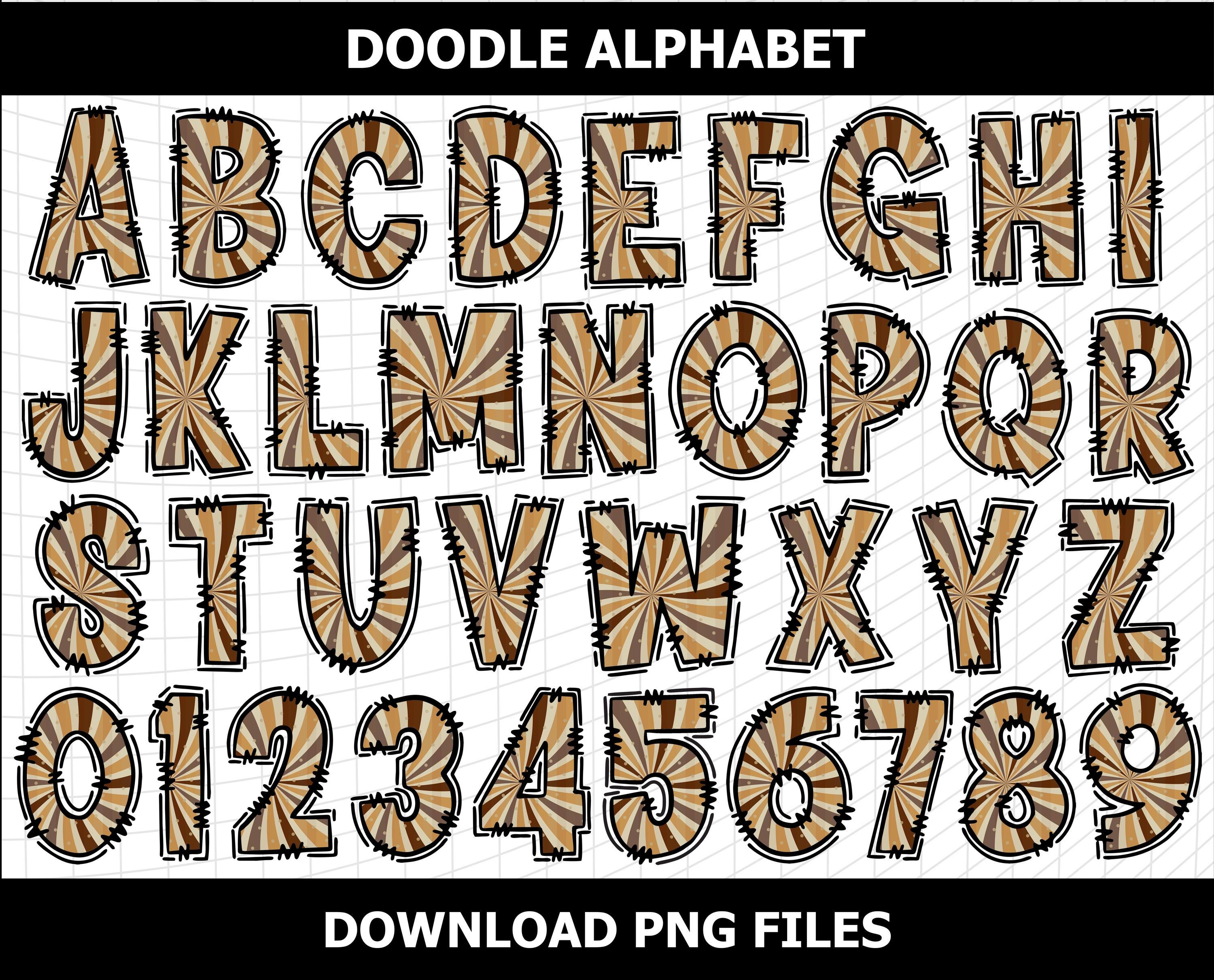 Doodle Alphabet Coffee Latte Letters Font Png Design Download Digital ...
