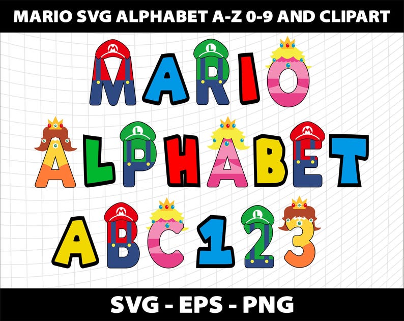 Mario Alphabet Letters Cliparts Font Svg Mario Font Png Birthday Party ...