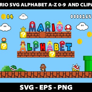 Mario Alphabet Letters Cliparts Font Svg Mario Font Png Birthday Party ...