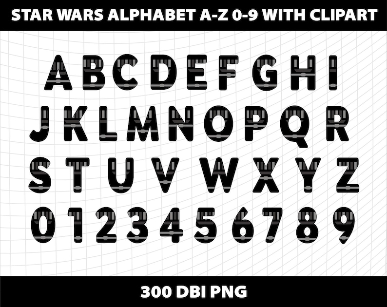 Letras del alfabeto de Star Wars Doodle, imágenes prediseñadas, fuente ...