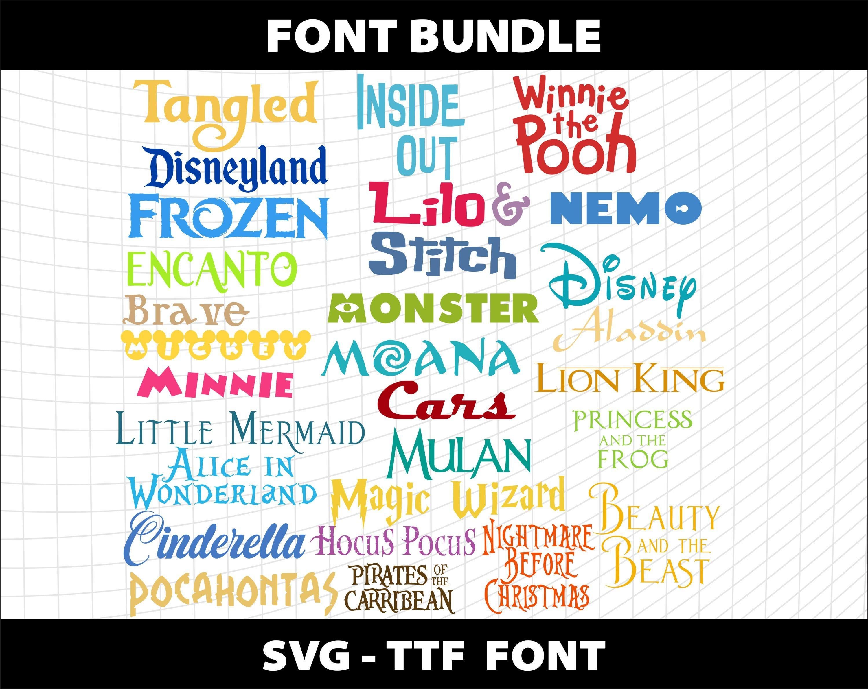 Cartoon Font Bundle SVG TTF Cricut Cutting Canva Invitation Princess ...