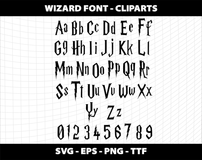 Wizard School Magic Font Svg Ttf Png Alphabet Letters Halloween Font ...