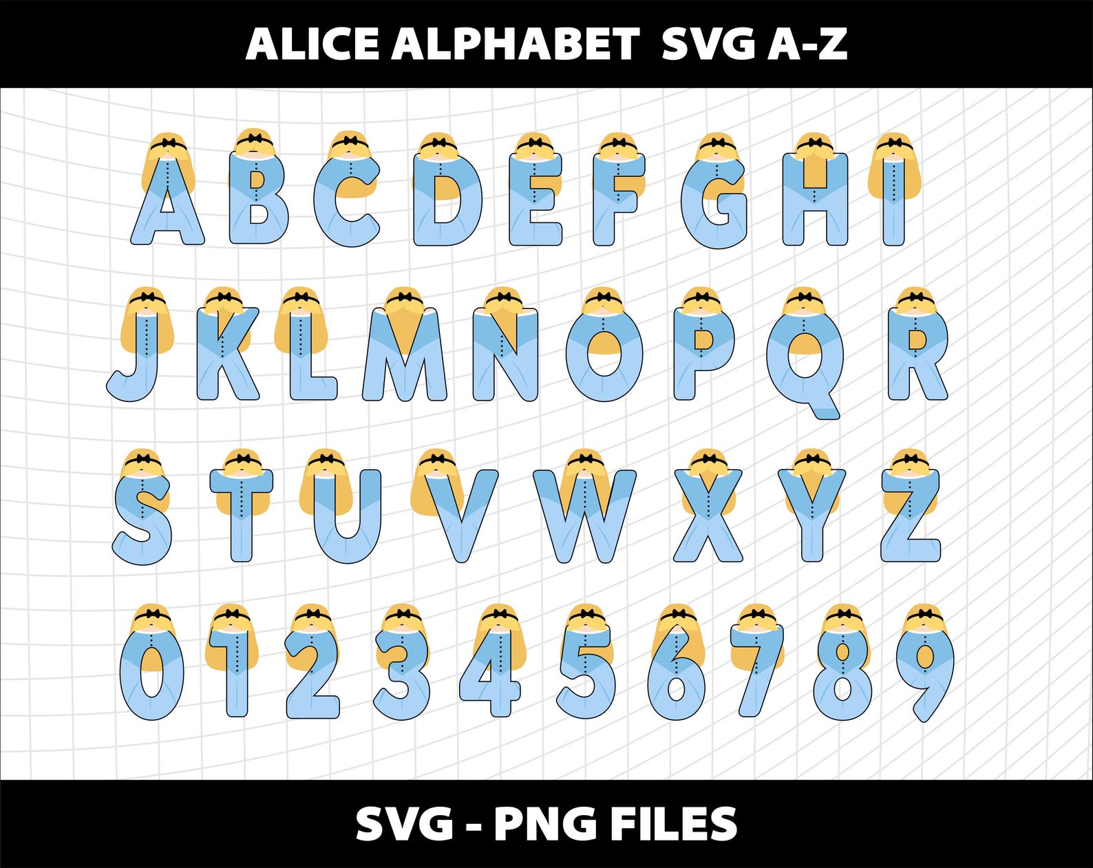 Alice in Wonderland Alphabet Letters Cliparts Font Svg Png Number ...