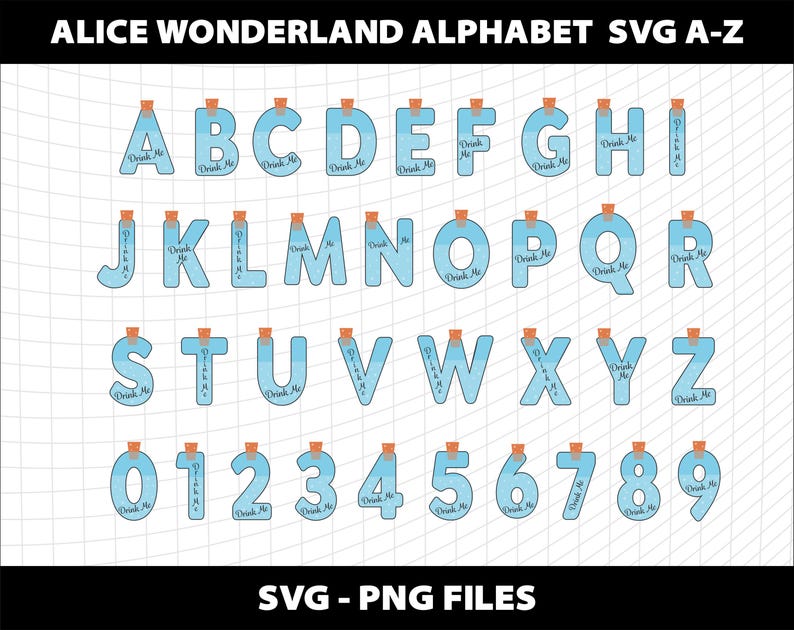 Alice in Wonderland Alphabet Letters Cliparts Font Svg Png Number ...