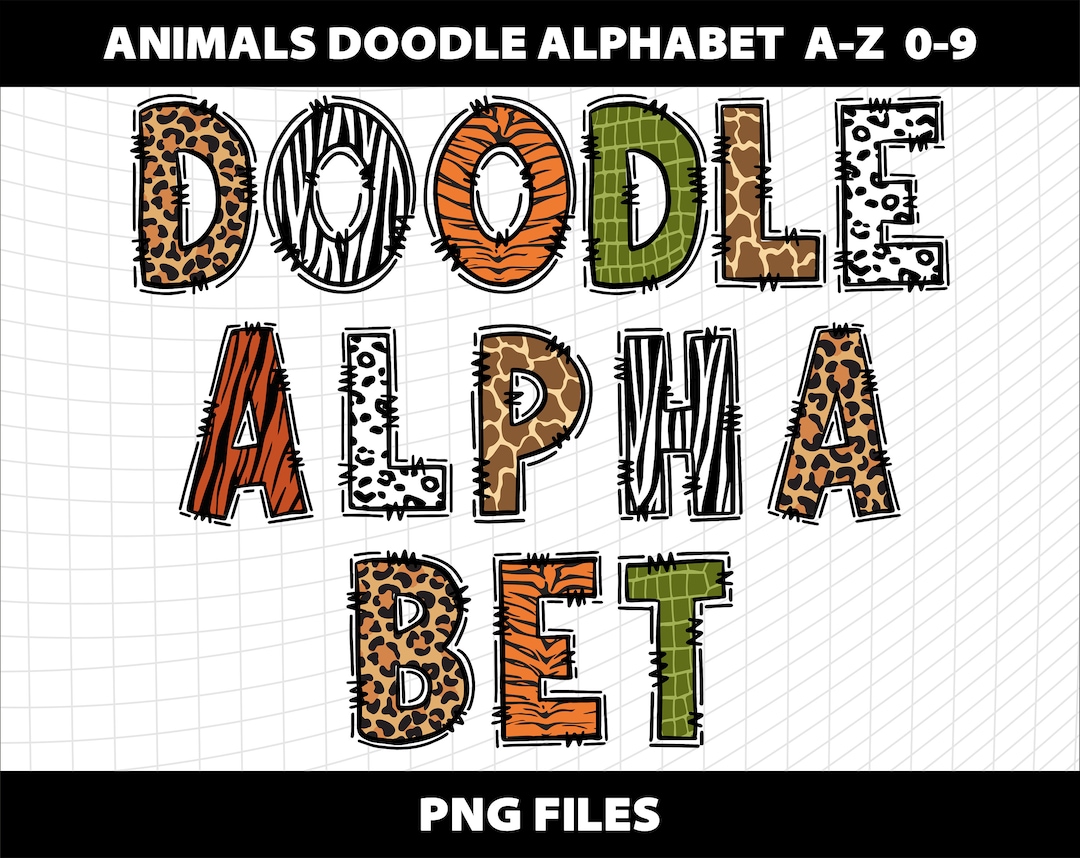 Animals Doddle Alphabet Letters Cliparts Font Png Letters Number Design ...