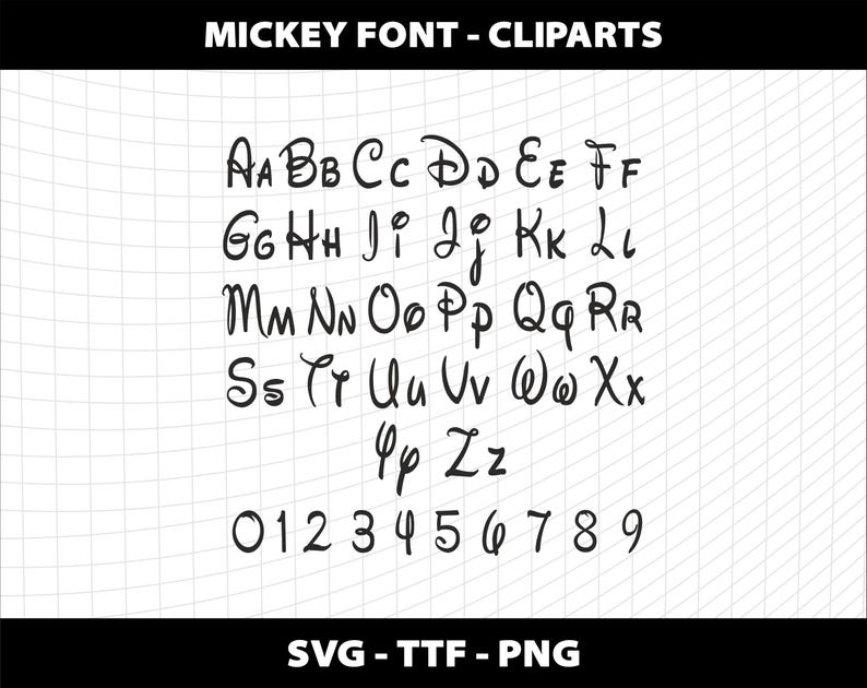 Mickey Font Cliparts Svg Ttf Alphabet Letters Birthday Chateau ...