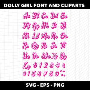 Dolly Font Clipart Alphabet Letters Svg Png Girl Font Cricut Mega ...