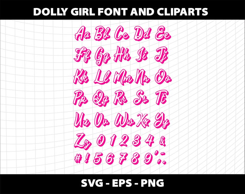 Dolly Font Clipart Alphabet Letters Svg Png Girl Font Cricut Mega ...