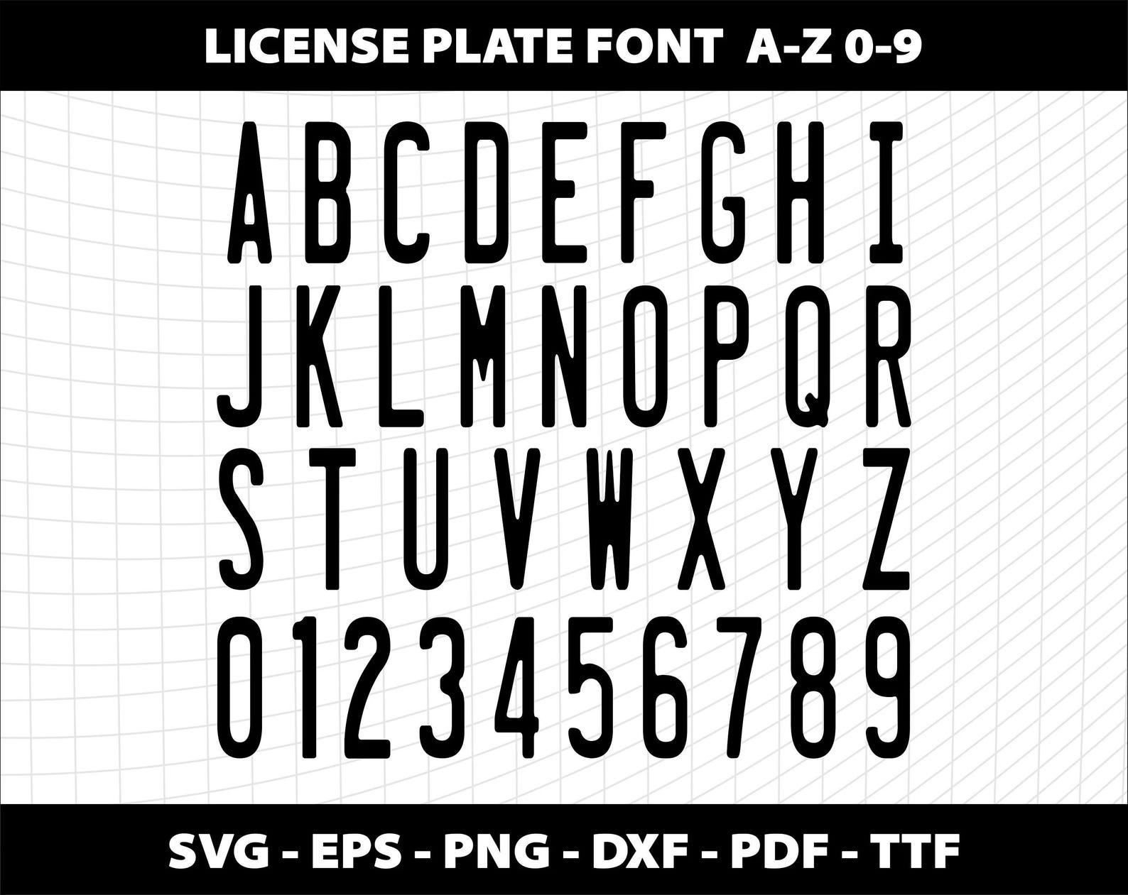 License Plate Font Svg Ttf Alphabet Letters License Plate Letter FONT ...