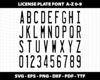 License Plate Font Svg Ttf Alphabet Letters License Plate Letter FONT ...