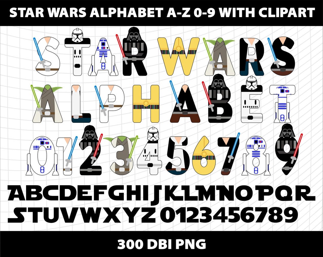 Star Wars Doodle Alphabet Letters Cliparts Font Png Letters Number ...