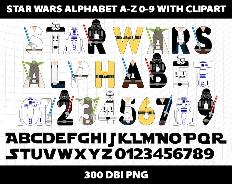 Star Wars Doodle Alphabet Letters Cliparts Font Png Letters Number ...